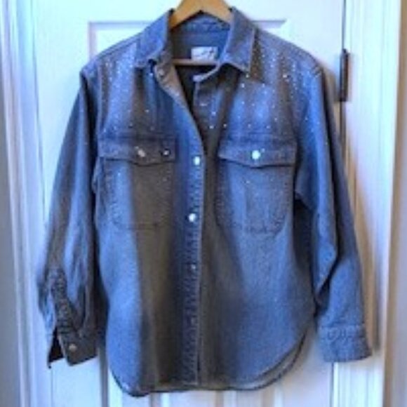 Universal Thread | Jackets & Coats | Embellished Denim Shacket With Snap Front Size Small | Poshmark